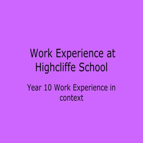 Work experience presentation 2010 | PPT