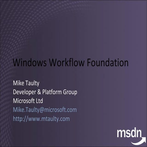Windows Workflow Foundation Introduction Ppt