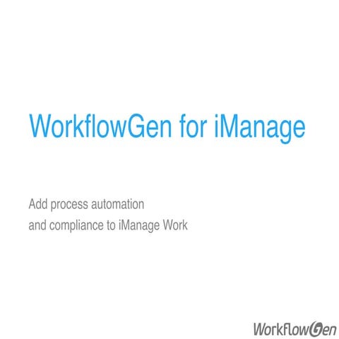Workflowgen for iManage | PDF | Computer Software and Applications | Computing