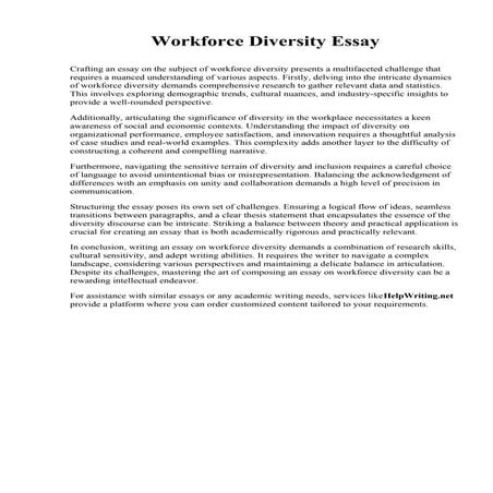 Workforce Diversity Essay.pdf | Business | Business and Finance