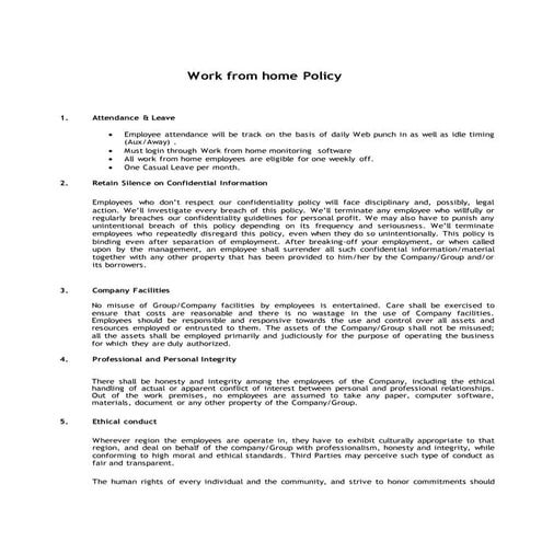 Work from home policy | PDF