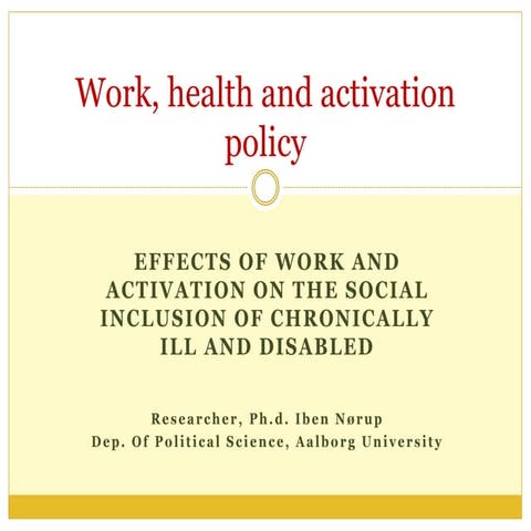 Work health and activation policy | PPT