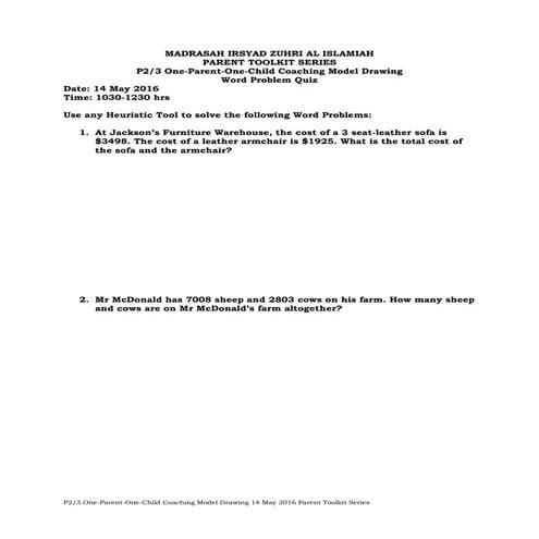 Workheet p3 problem sum | PDF