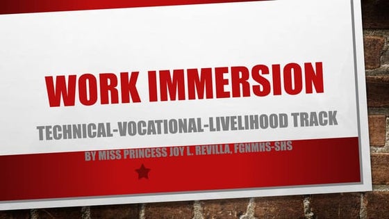 SHS- Work immersion | PPT