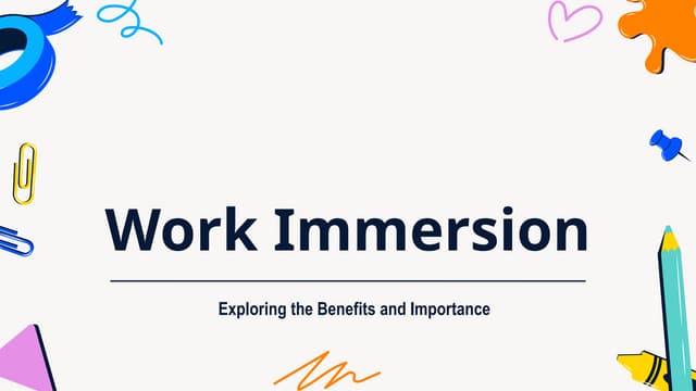 Definition of Terms-Importance of Work Immersion | PPTX