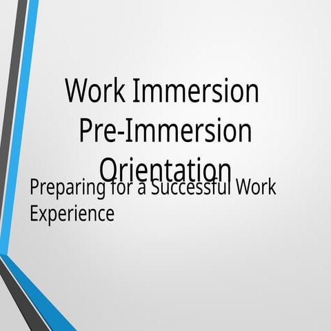 Work Immersion Expected behavior lesson 1 | PPTX