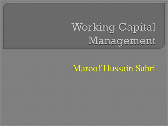 Working capital management ppt | PPTX