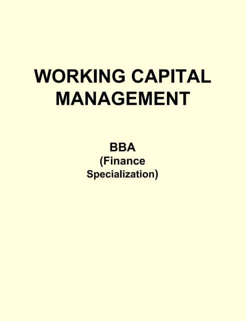 WORKING CAPITAL MANAGEMENT | PDF