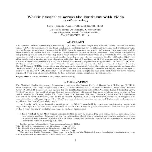 Working together across the continent with video conferencing | PDF