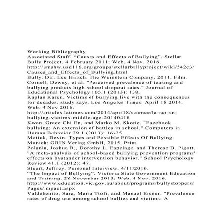 Working BibliographyAssociated Staff. Causes and Effect.docx