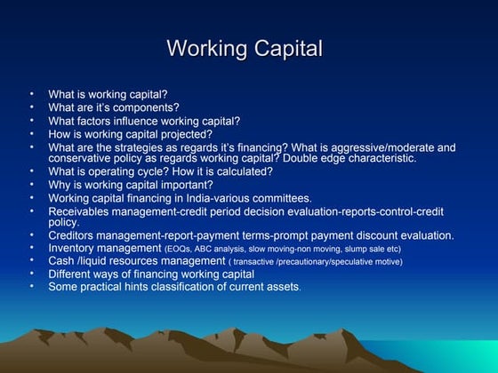 Working capital assessment | PPTX | Business Accounting & Finance ...