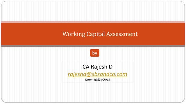 working capital financing:-Tandon committee | PPTX