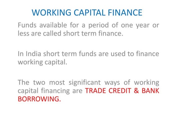 working capital financing:-Tandon committee | PPTX