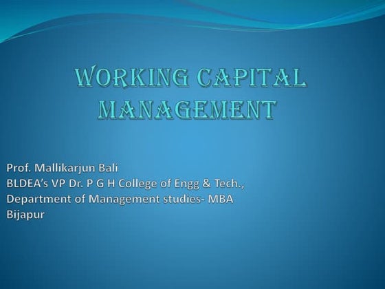 Working capital management ppt | PPT
