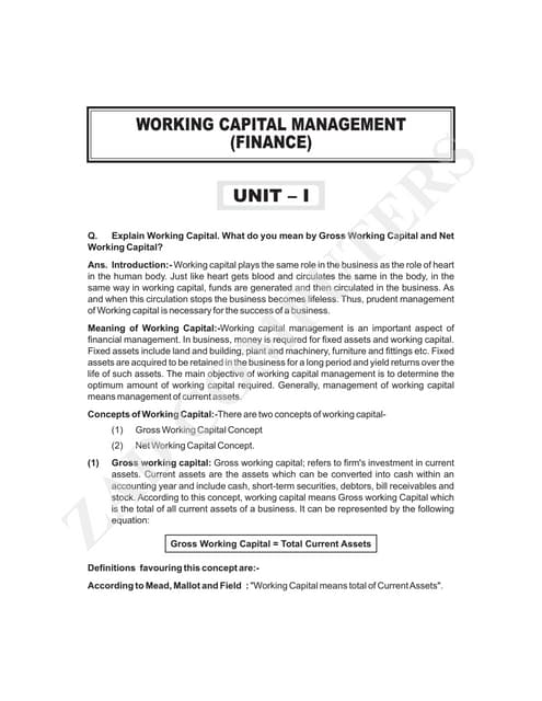 WORKING CAPITAL MANAGEMENT | PDF