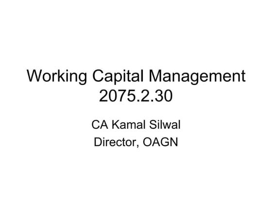 working capital financing:-Tandon committee | PPT