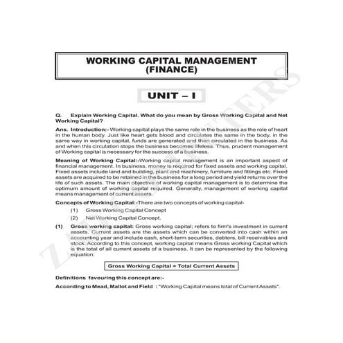 Working capital management (1) | PDF