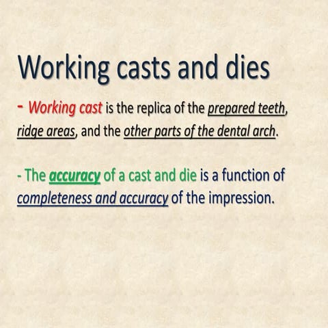 Working casts and dies | PDF
