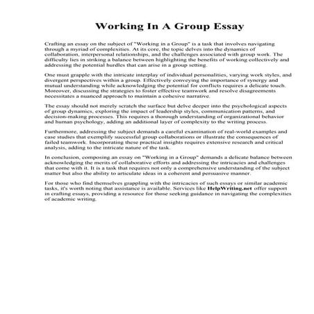 Working In A Group Essay. Bergin University of Canine Studies | PDF ...