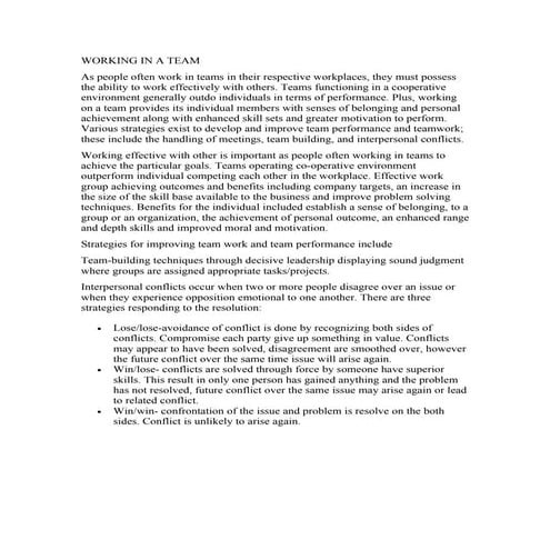 Working in a team | DOC