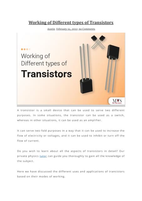 BIPOLAR JUNCTION TRANSISTOR (BJT).pptx | Physics | Science
