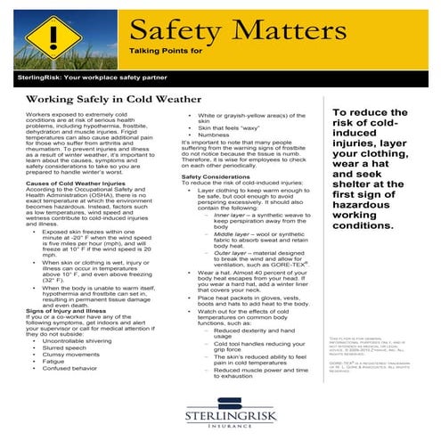 Working Safely in Cold Weather | PDF