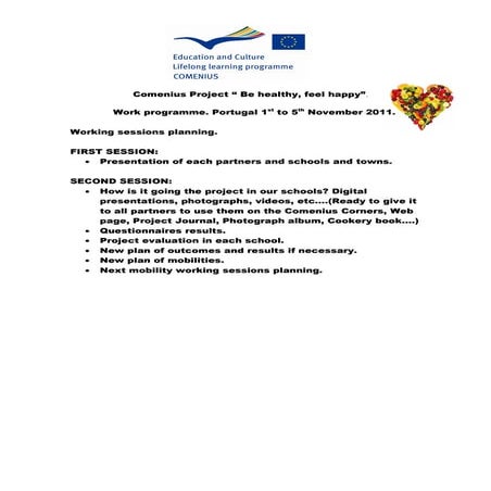 Working sessions planning | DOC