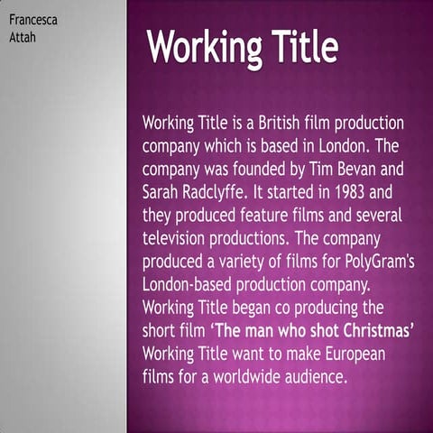 Working title | PPT