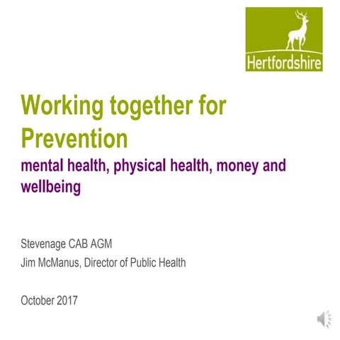 Working together on prevention public mental health | PPT