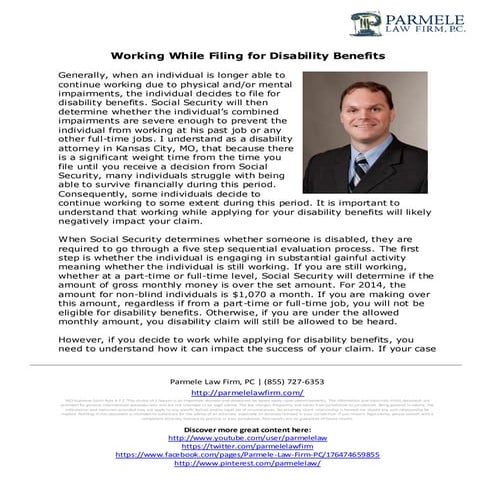 Working While Filing for Disability Benefits | PDF