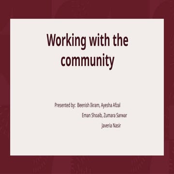working with community.pptx health psychology | PPTX