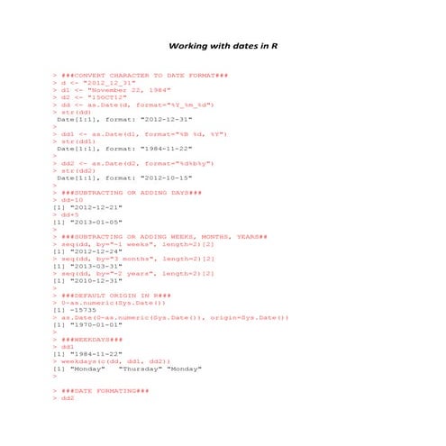 Working with dates in R | PDF