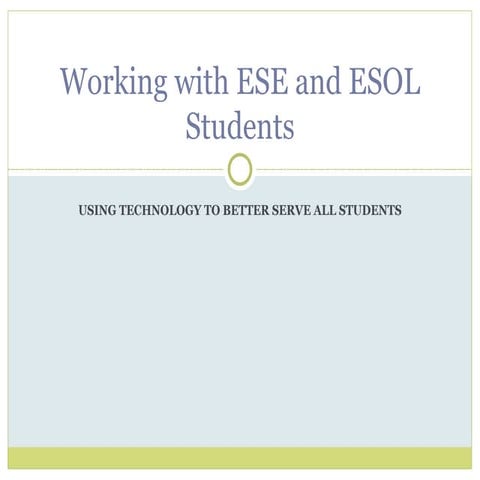 Working With Ese And Esol Students | PPT