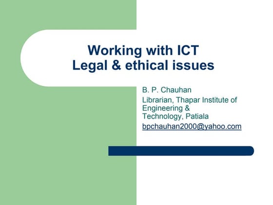 Legal, Ethical and Social Issues in Technology | PPT