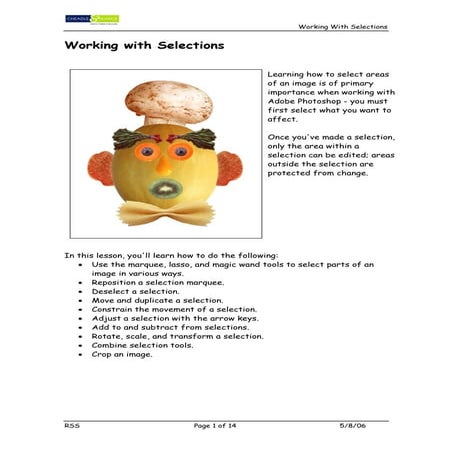 Answer Key to Guided Notes on Selection Tools in Photoshop CC | PDF