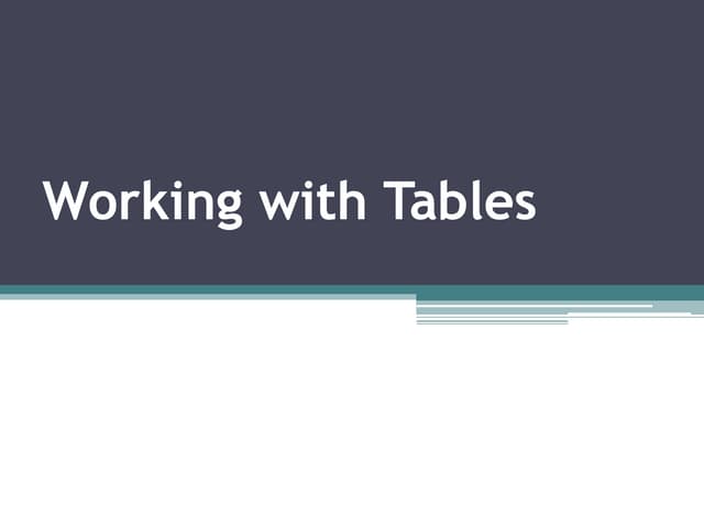MS Word Tables | PPTX