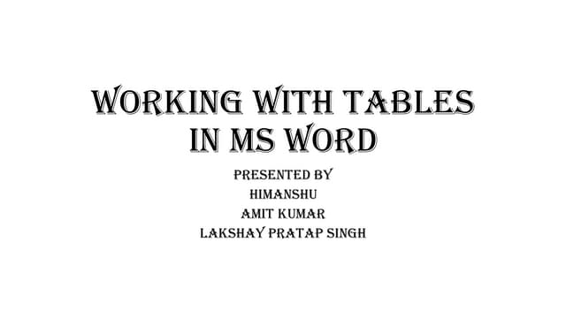 MS Word Tables | PPTX