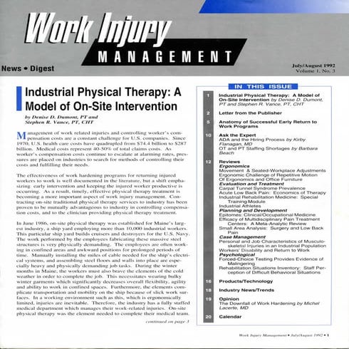 Work injury management article | PDF
