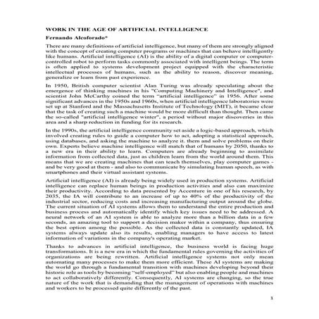 Artificial Intelligence The Future Of Labour And Employment | PDF