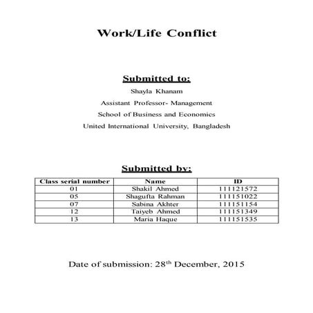 Work life conflict | DOCX