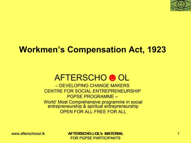 Workmen's Compensation Act -1923 | PPTX