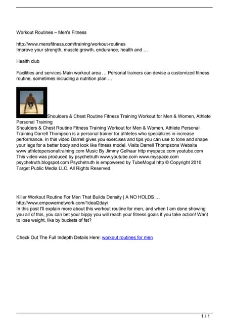 Workout Routines For Men Pdf