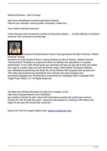Workout Routines For Men Pdf