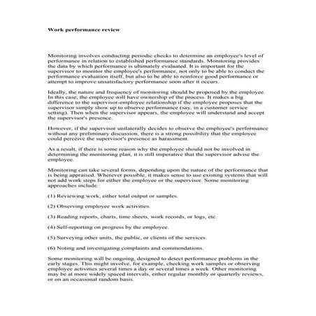 Work performance review | PDF