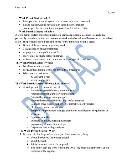 Engica Q4 Safety brocure - Permit to Work - ISSOW | PPT