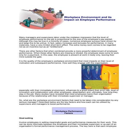 Workplace environment and its impact on employee performance | DOC