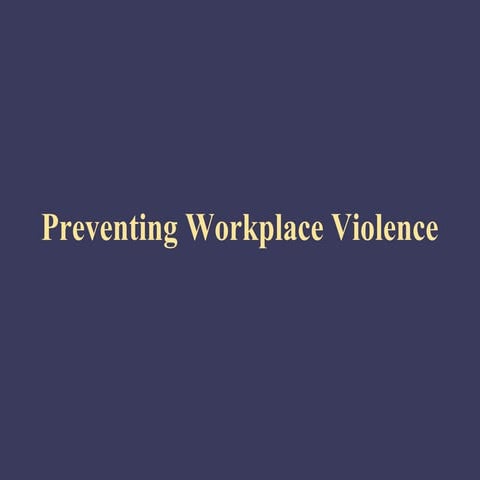 Workplace Violence | PPT