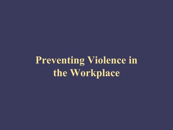 Workplace Violence | PPT