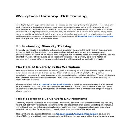 Workplace Harmony: D&I Training in Canada | PDF | Human Resources | Business