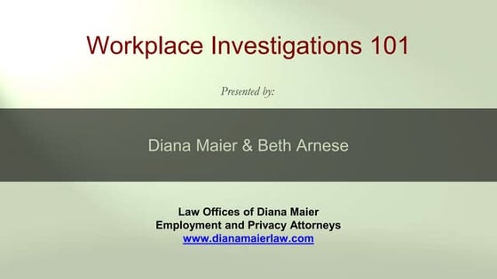 Steps to a Successful Workplace Investigation | PPT